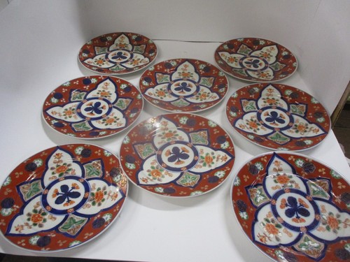 8 Japanese Aoki Arita Red White & Gold Floral 7 Inch Plates | eBay