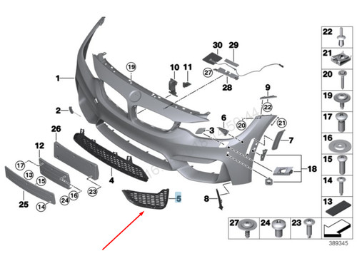 BMW M4 F82 FRONT BUMPER LOWER LEFT GRILLE 51118054301 8054301 2016 NO🇺🇸 ...