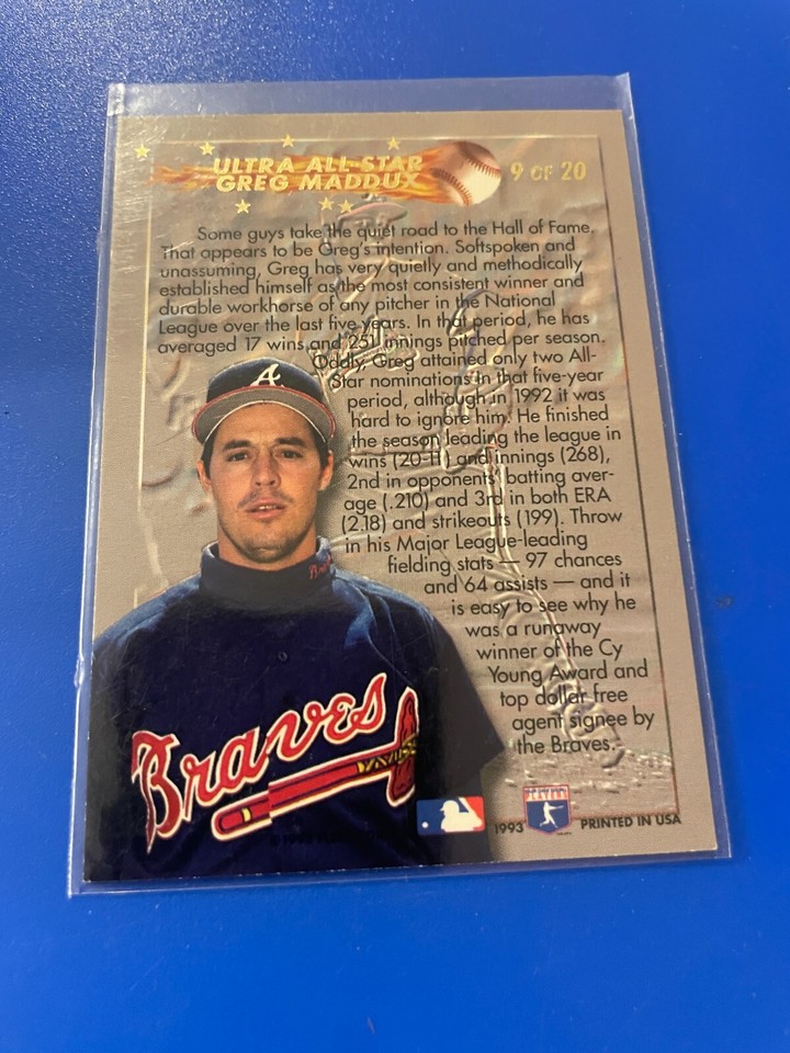 1993 Fleer Ultra MLB GREG MADDUX All-Star Insert #9 of 20 {24E7} | eBay
