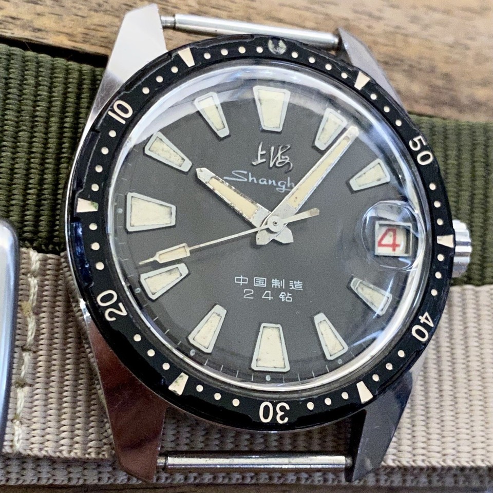 Vintage {SERVICED} ShangHai 114 Diver SS4 SLOPED BEZEL Chinese Military ...