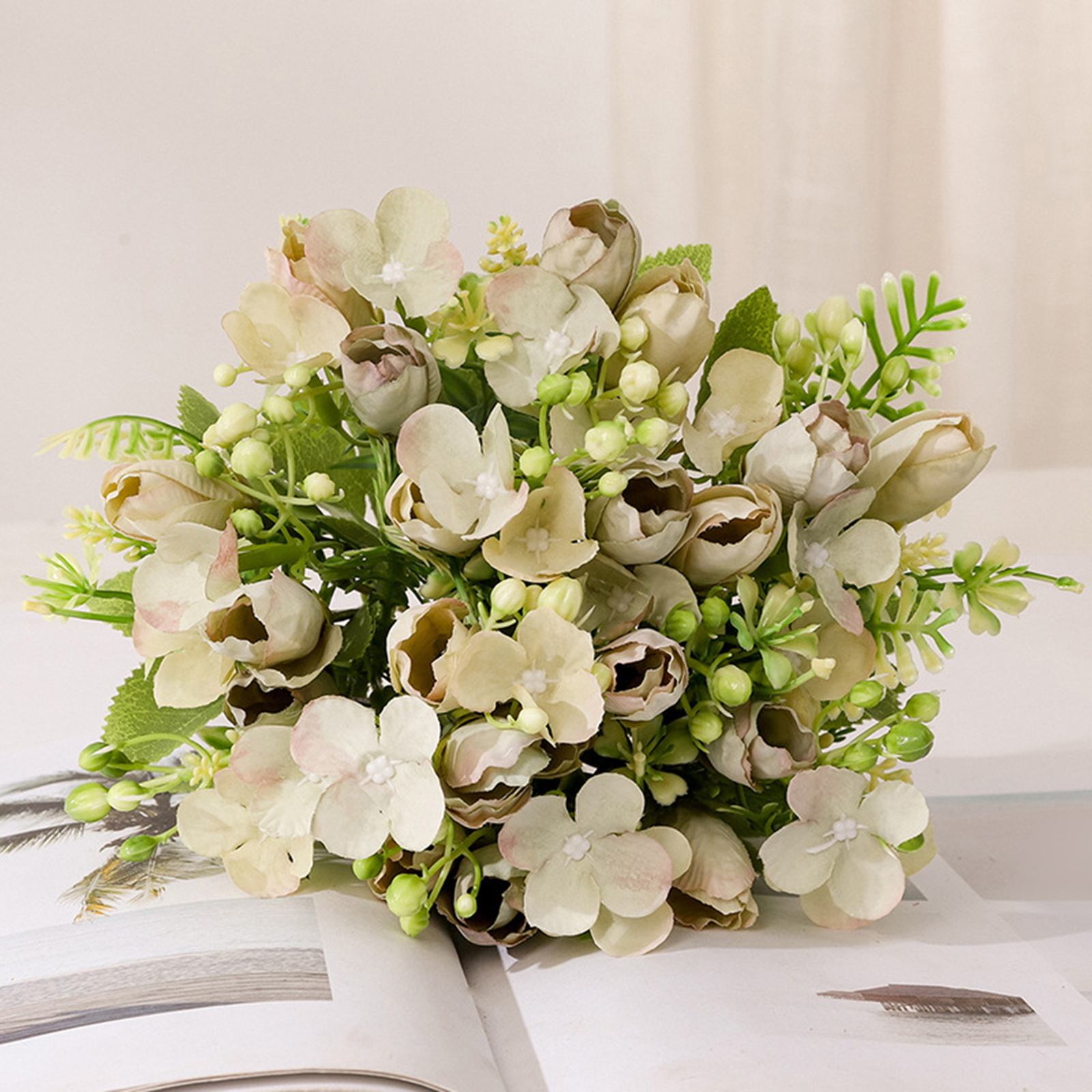 Simulation Flower Green Leaves Decorative Bouquet Decor Simulated Tulip ...