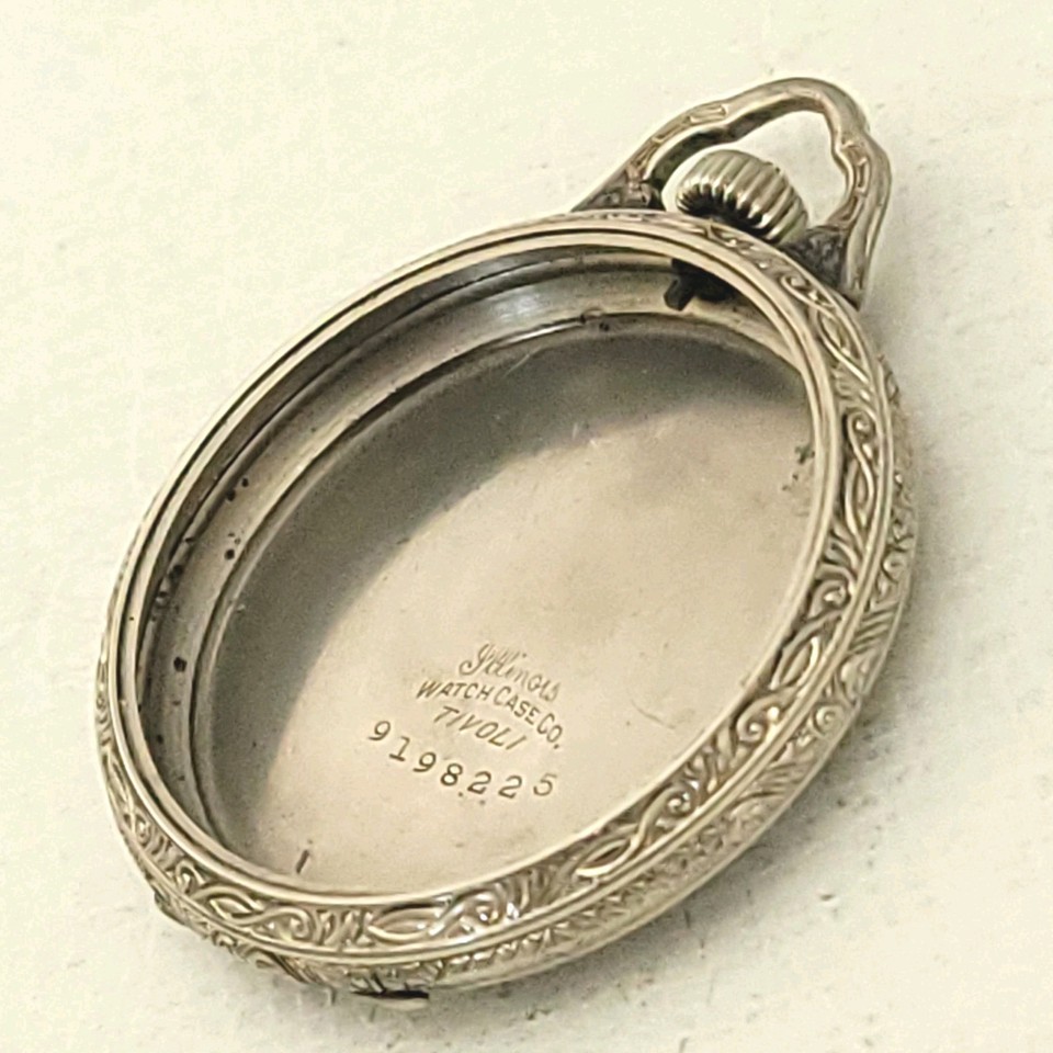 AM7: FANCY 1920s ART DECO 12s WHITE GOLD FILL MENS POCKET WATCH TIVOLI ...