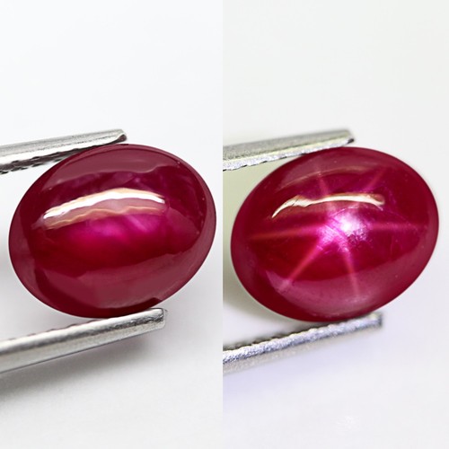 2.21Ct. Natural Gemstone Ruby Star 6 Rays Top Red Pink Oval Cabochon ...