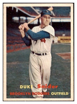 1957 TOPPS #170 DUKE SNIDER DODGERS EX-MT CENTERED SET BREAK 513446 ...