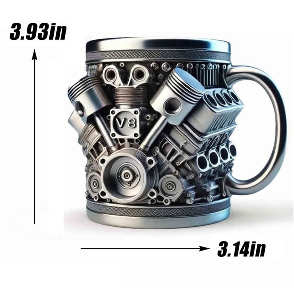 V8 Engines Stainless Steel Coffee Mug, Car Engine Coffee Cup with ...