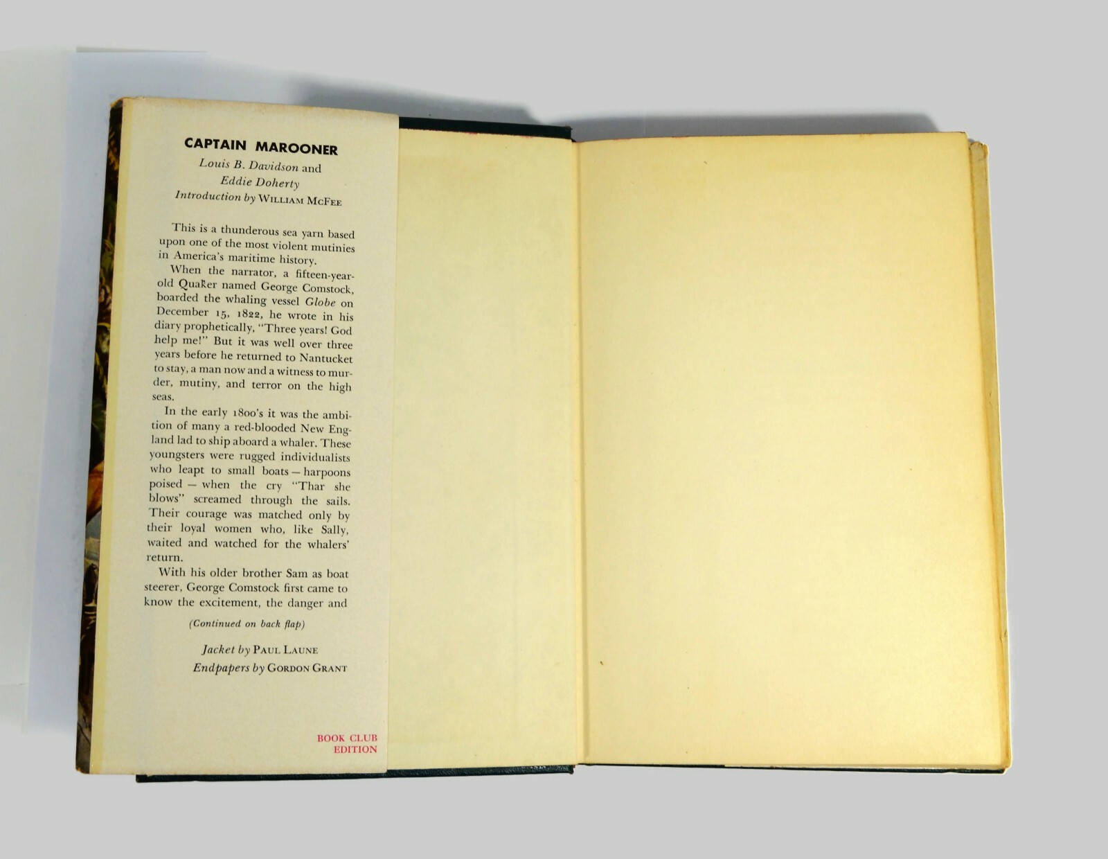 Captain Marooner By Louis B Davidson and Eddie Doherty, 1952 Book Club ...