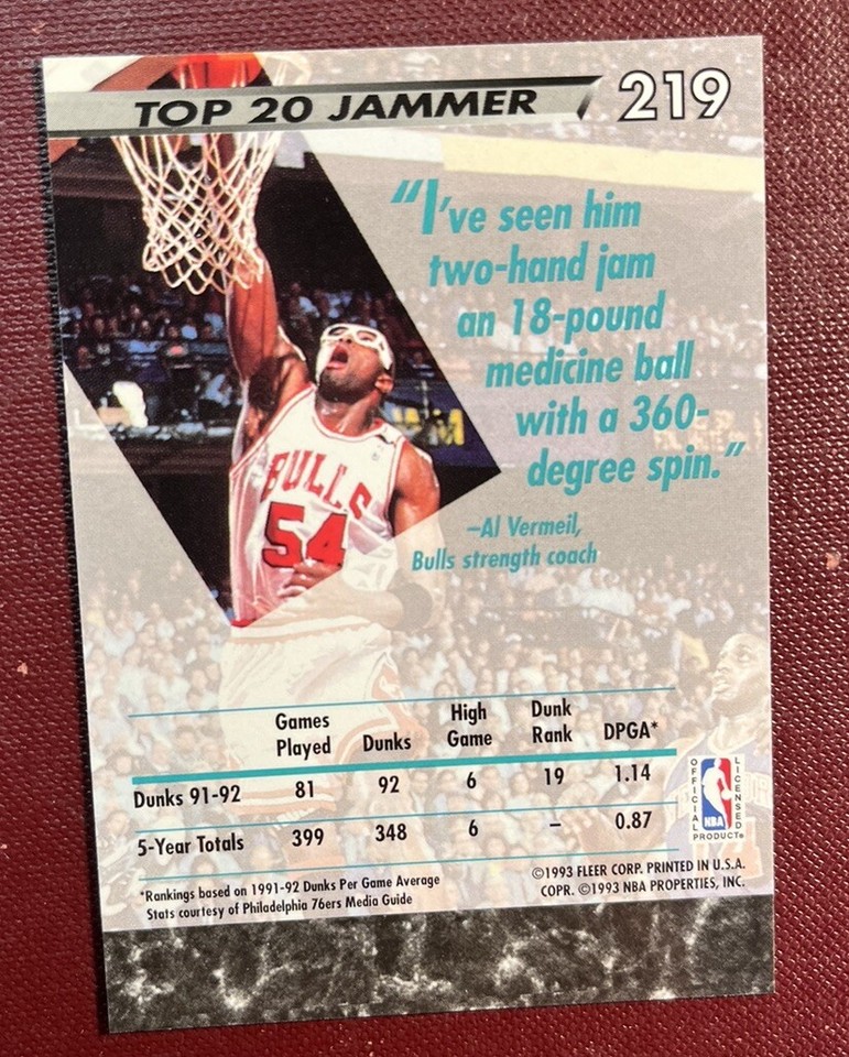 Horace Grant 1992-93 Fleer Ultra NBA Jam Session Top 20 Jammer Card ...