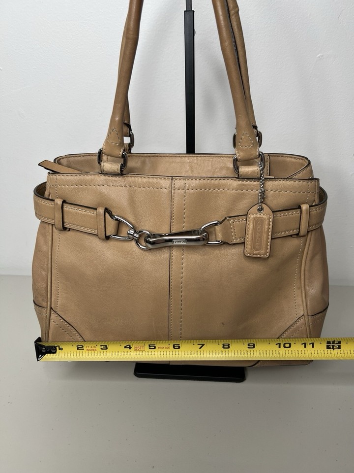 Coach Hampton Leather Satchel Tan Camel Handbag Purse F11199 | eBay