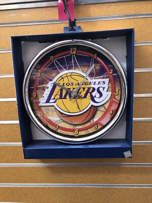 LOS ANGELES LAKERS ROUND CHROME CLOCK | eBay