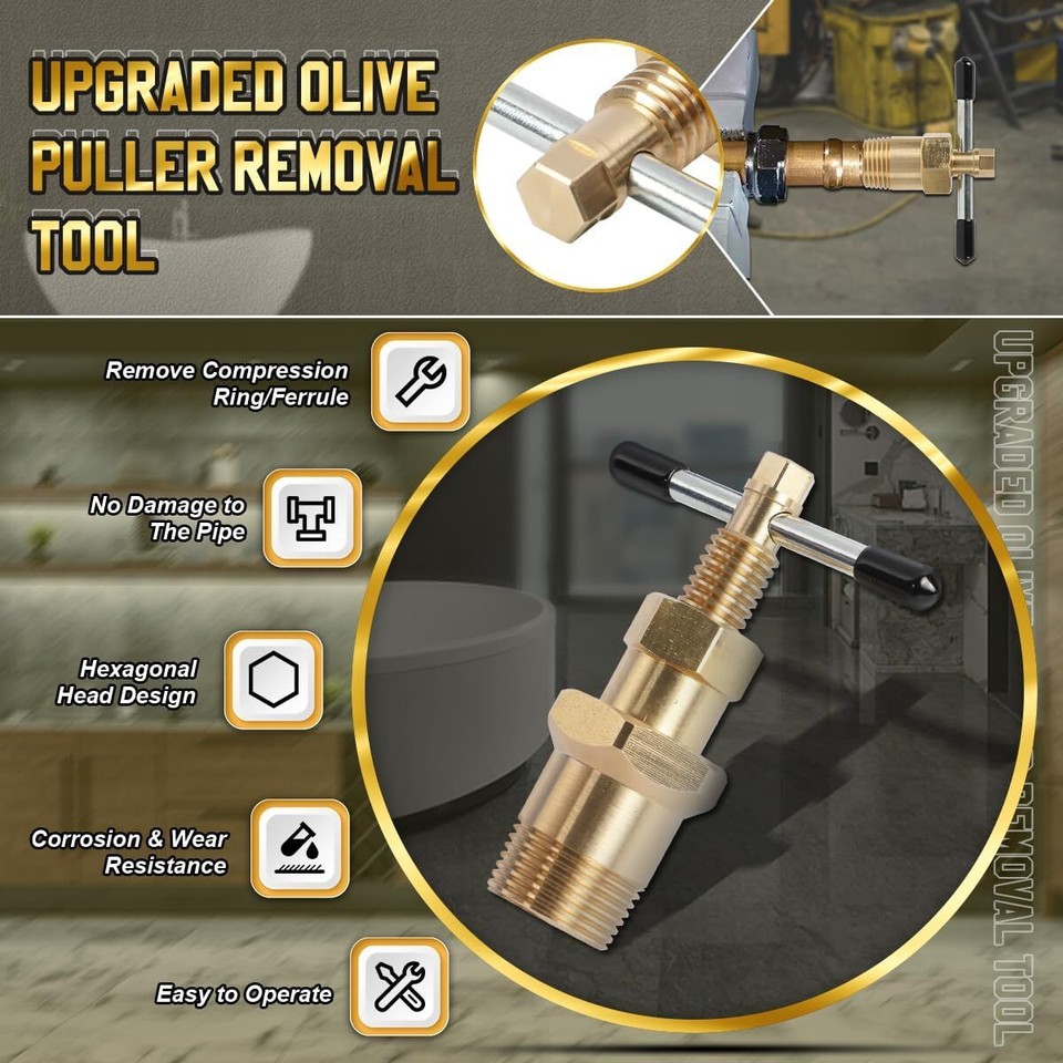 1/2” & 3/4” Olive Puller Remover Tool Solid Brass Copper Pipes Ferrule ...