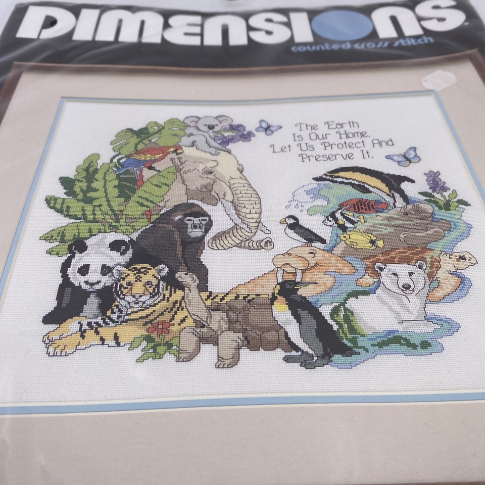 Dimensions Earth Is Our Home 3700 Wildlife Animal Ct Cross Stitch Kit ...