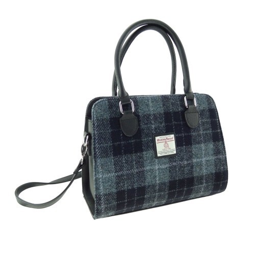 Women's Authentic Harris Tweed Hand Bag in Grey/Black Tartan LB1227-COL ...