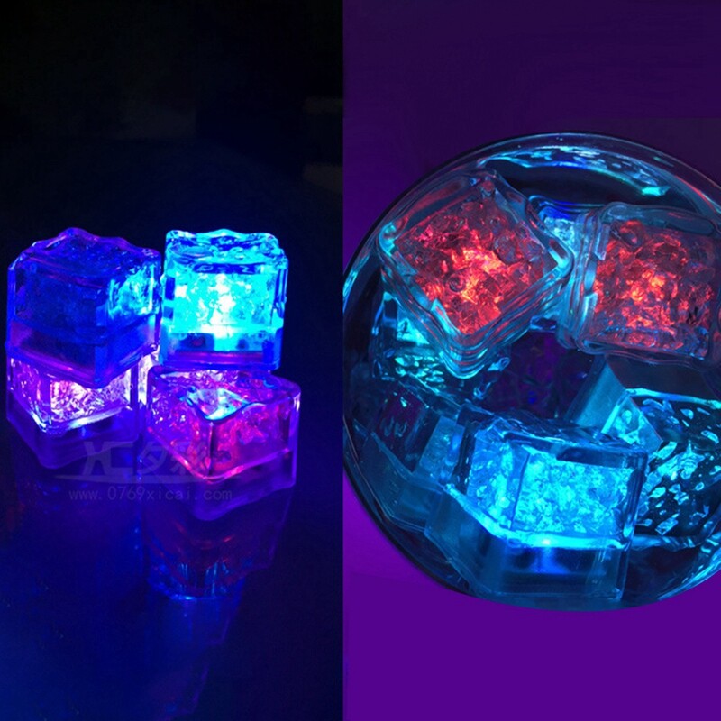 12PCS LED Ice-Cube Slow Flashing Glow in the Dark Light for Bar ...