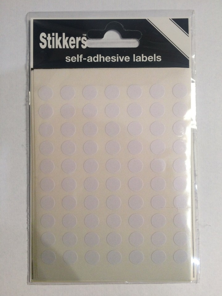 WHITE Round Circle Stickers Dots Sticky Self Adhesive Sticky Labels ...