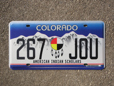 Colorado American Indian Scholars License Plate Tribal Tribe 267 JOU | eBay