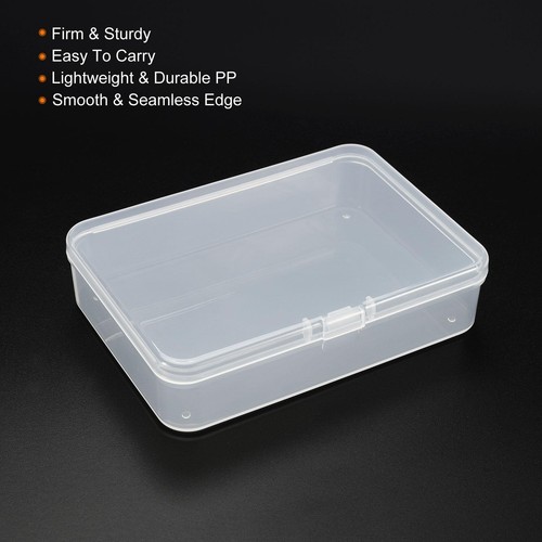 4pcs Clear Storage Container w Hinged Lid 105x75x25mm Plastic ...