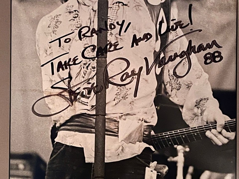 Stevie Ray Vaughan huge signed photo custom museum framed Letter of ...
