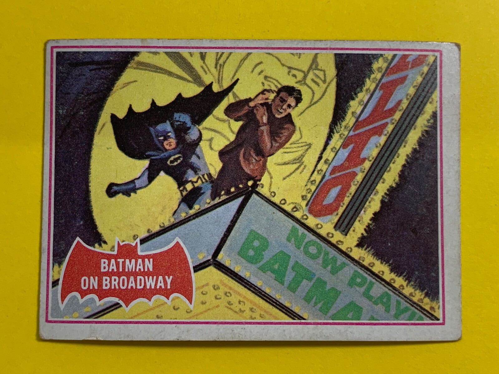 1966 Topps Batman Red Bat Puzzle Back Card #44A Batman On Broadway | eBay