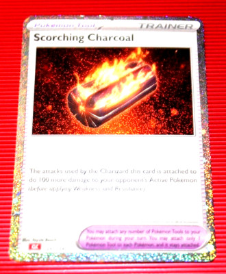 Scorching Charcoal 2024 Collectible Pokemon Tool Trainer Card No. 026/ ...