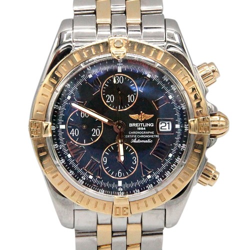 Breitling C13356 Two Tone Chronomat Evolution Black Dial 44mm Watch | eBay
