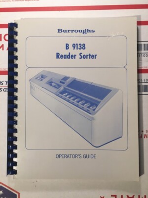 Burroughs B 9138 Reader Sorter Operator's Guide 1979 | eBay
