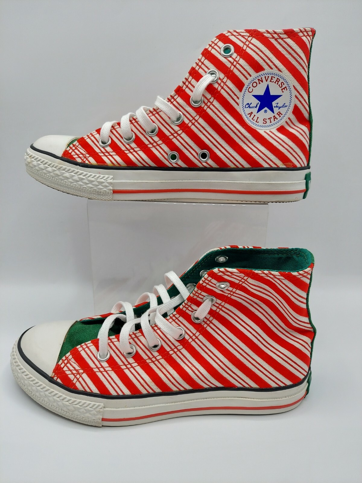 Christmas Candy Cane Converse Chuck Taylor All Star High Tops - Size 2 ...