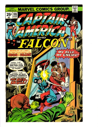 CAPTAIN AMERICA #186 - JUNE 1975 - HIGH GRADE MARVEL - ORIGIN OF THE ...
