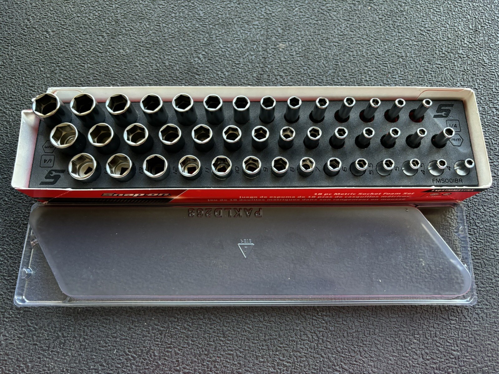 snap on 1/4" drive socket foam set 4-15mm shallow mid deep 6 point ...