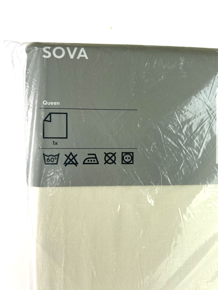 IKEA Sova QUEEN Flat Sheet Ivory Cream Finished Size 94" x 102" 100% ...