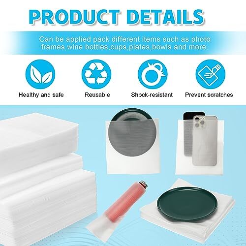 300 Pcs Foam Pouches And Foam Sheets Set Dish Packing Supplies For ...