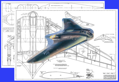 Model Airplane Plans (RC): Horten Ho IX V3/Go229 83" Powered Slope ...