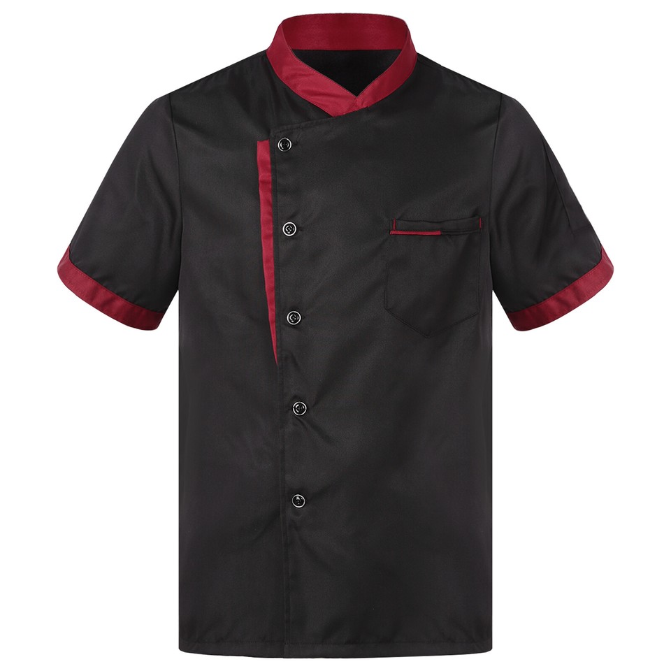 Men's Chef Coat Uniform Short Sleeve Cook Jacket Restaurant Kitchen ...
