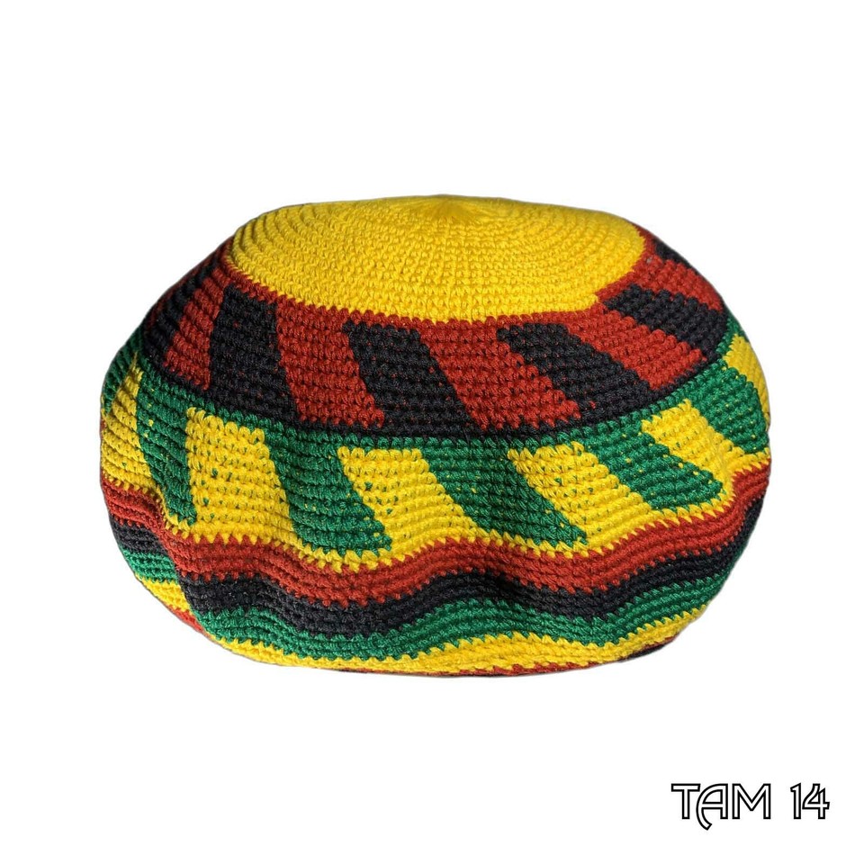 Rasta Handmade Crochet Beret Tam Bonet Beanie Cap Hippie Reggae Style M ...