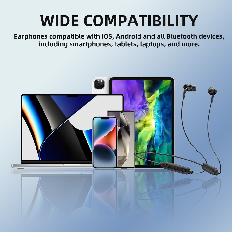 Bluetooth5.0 Wireless Headset Stereo Hanging Neck Headphone Sweatproof ...