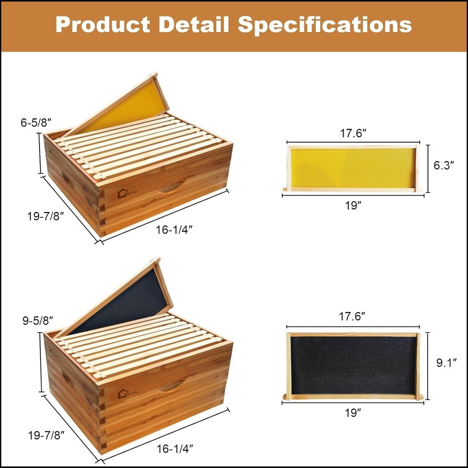 10-Frame Complete Bee Hives Includes 2 Deep Hive Bee Box and 1 Bee Hive ...