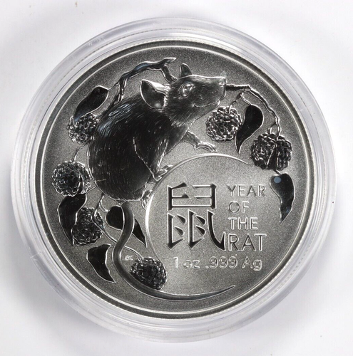 2020 Australia 1oz .999 Fine Silver Year of The Rat Commemorative Coin ...