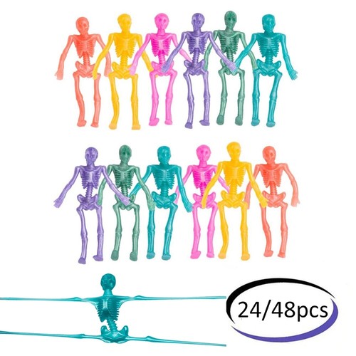 24/48pcs Stretchy Skeletons Kids Toy Stretch Skull Party Favors Elastic ...