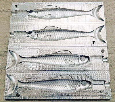 Aluminum fishing soft bait mold - 8" x 2 cavs swim bait mold | eBay