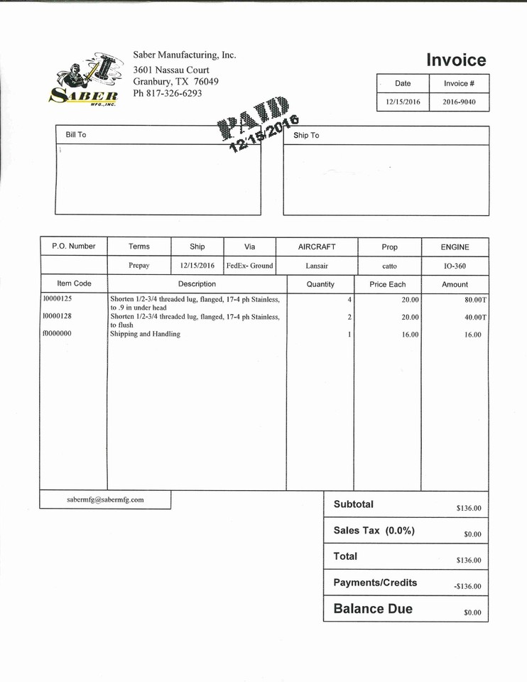 Saber 4 Inch Prop Extension Lycoming | eBay