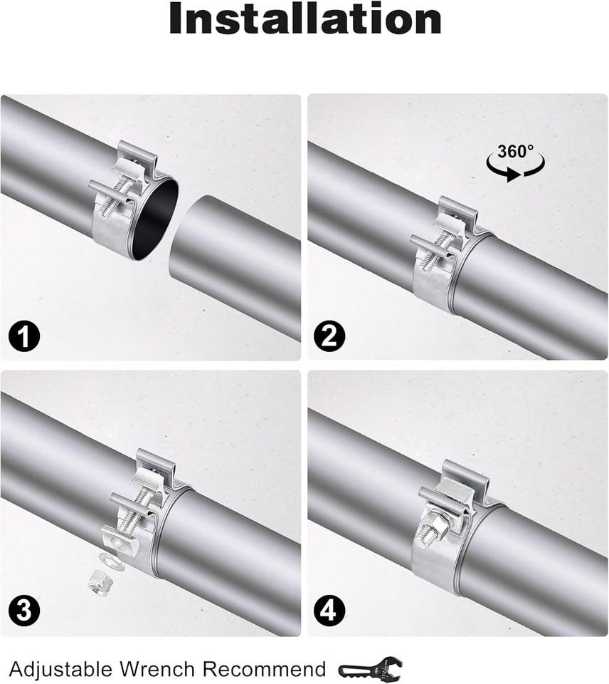 4pcs 5 Inch Exhaust Clamp Narrow Band Pipes Muffler Clamp 304 Stainless ...