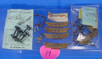 #19 O SCALE ALL NATION 2 PAIR AC&F 4 WHEEL PASSENGER CAR TRUCKS KITS | eBay