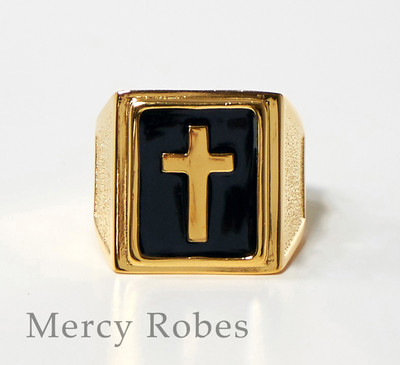 Men's Pastors Clergy Ring, Cross, Yellow Gold Finish, Religious ...
