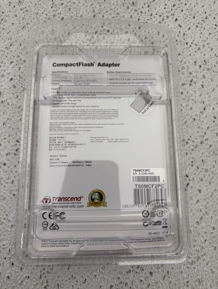 TS0MCF2PC TRANSCEND COMPACTFLASH ADAPTER | eBay