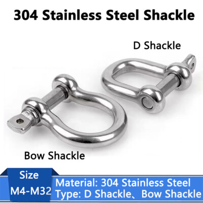 Shackles M4-M32 304 Stainless Steel D-Shackle & Bow Type Shackle ...