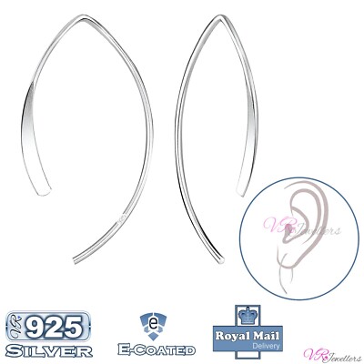 925 Oval Thread Threader Earrings Solid Silver 27mm Wire Pull Through ...