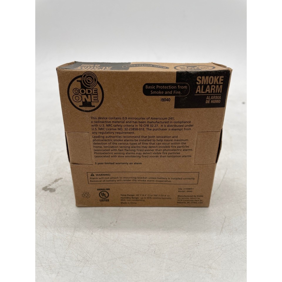 Code One Smoke Alarm Battery Operated Fire Detector Safety Alert Sensor ...