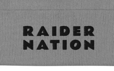 RAIDER NATION Embroidered Beanie Black letters, Unisex, 12" length one ...