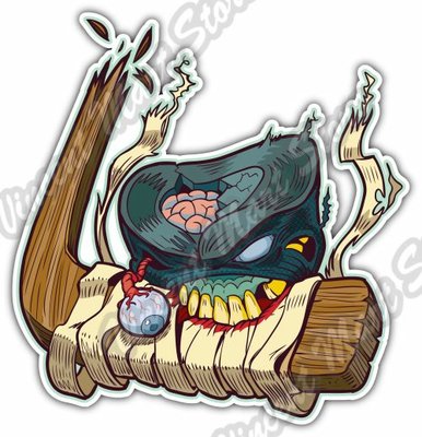 Zombie Ice Hockey Puck Halloween Corpse Car Bumper Vinyl Sticker Decal ...