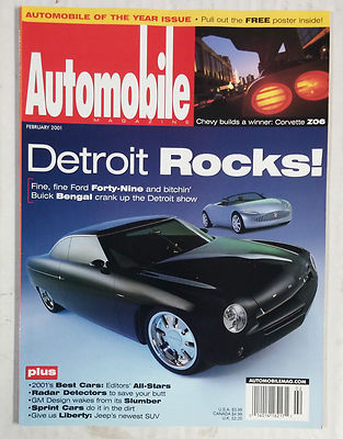 AUTOMOBILE CAR MAGAZINE 2001 FEBRUARY DETROIT CAR SHOW THUNDERBIRD ...