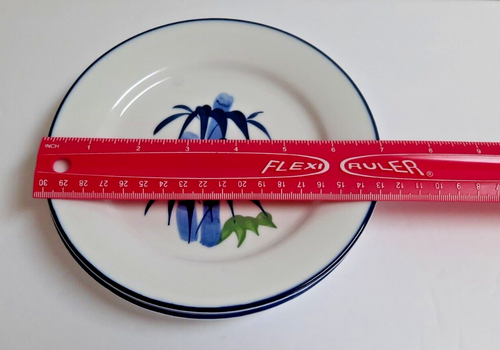 Blue & White 7" Round Plates Set of 2 Chinese Bamboo Design Unbranded ...